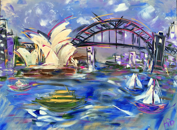 Live Painting in Sydney Harbour - Artist Heidi Schwartz